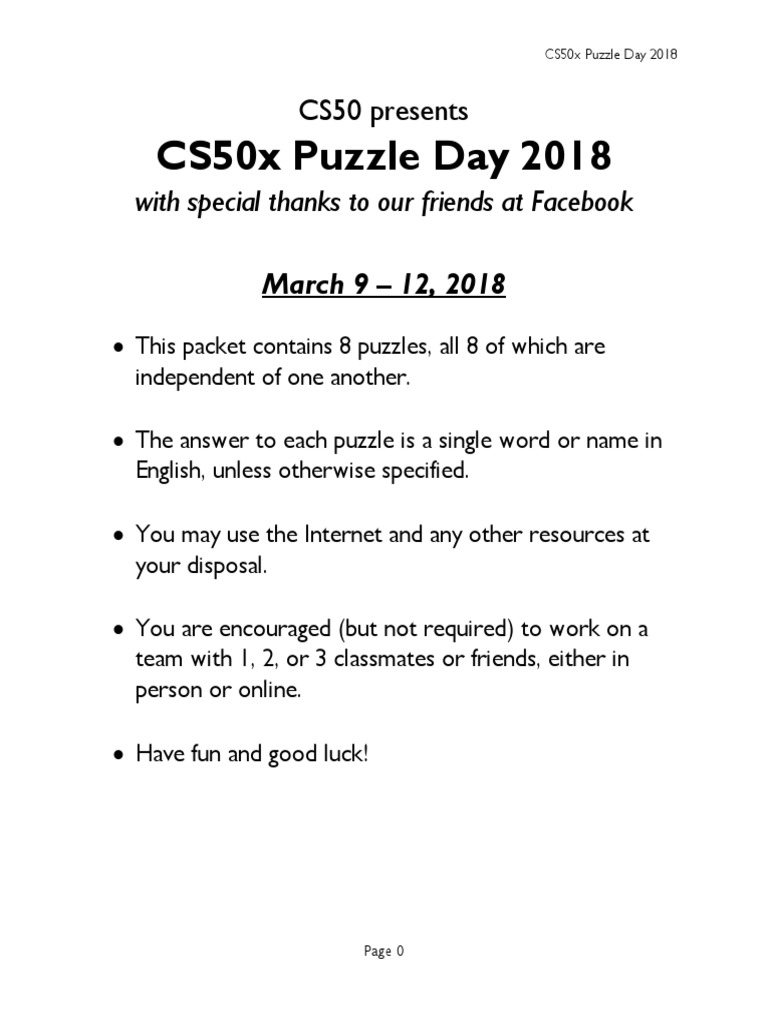 2018 Puzzle Packet | PDF | Individual Sports | Sports