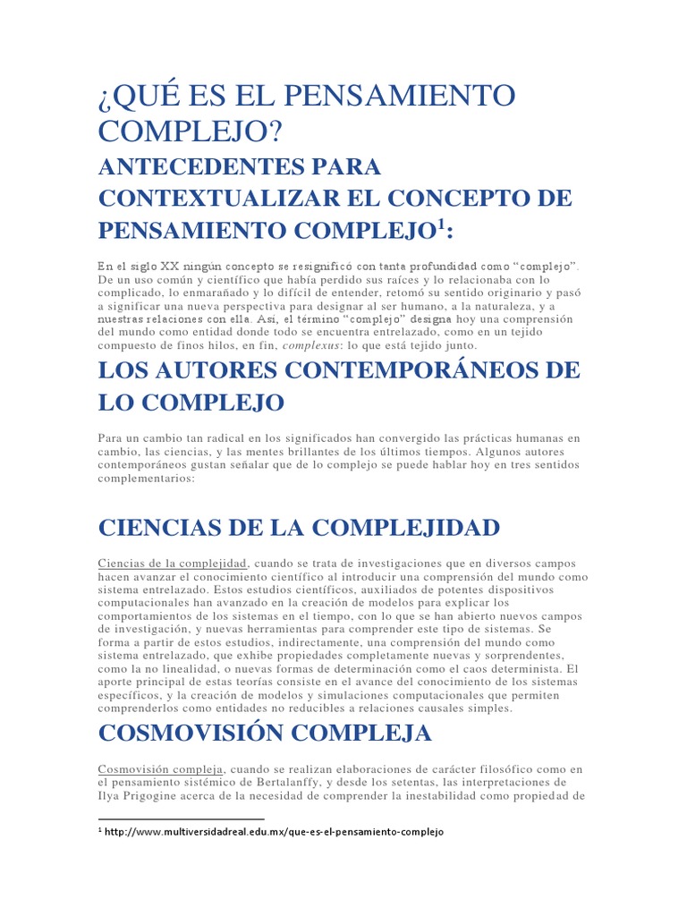 Qué Es El Pensamiento Complejo | PDF | Complejidad | Science