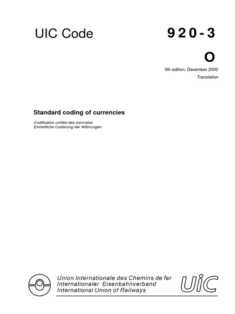UIC Code: Standard Coding of Currencies | PDF | International ...
