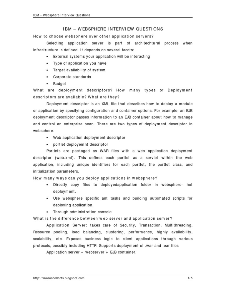 Websphere Interview Questions Pdf Application Server Enterprise Java Beans 
