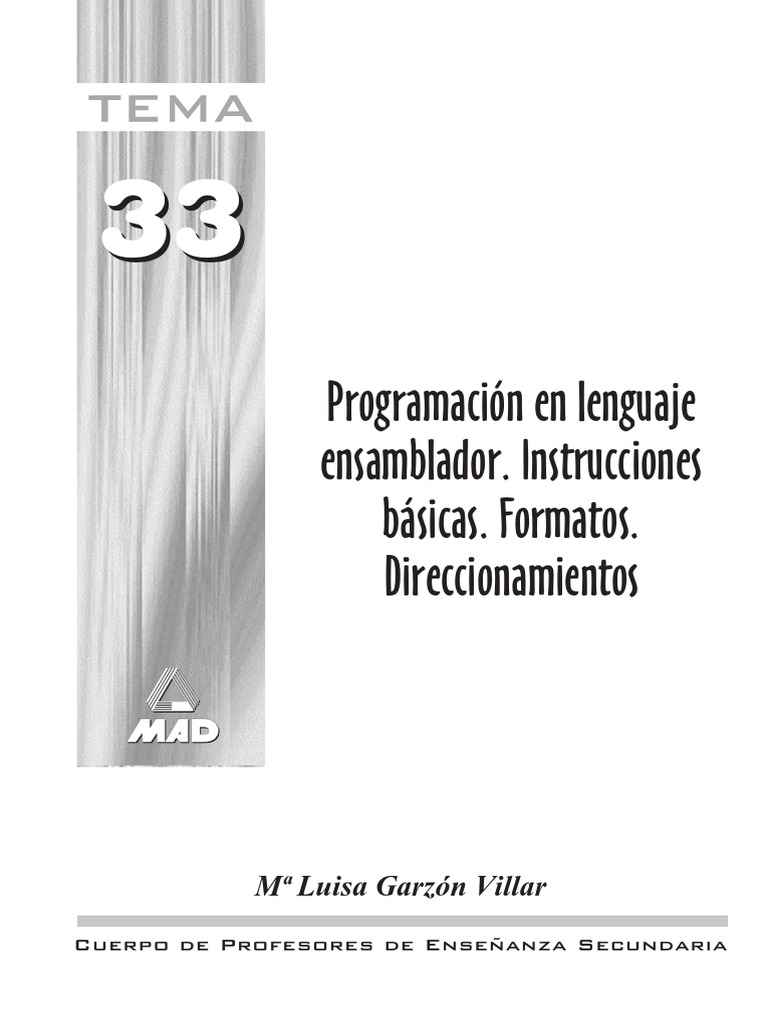 Programación en Lenguaje Ensamblador Instrucciones Básicas Formatos y ...