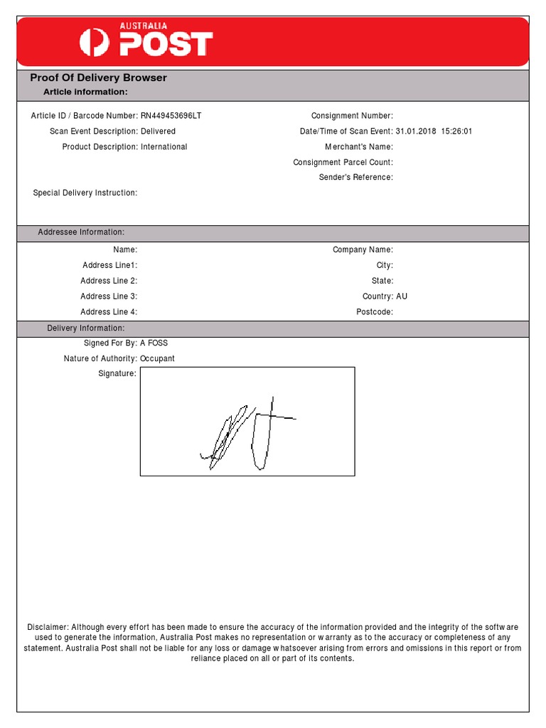 Proof of Delivery Browser: Article Information | PDF