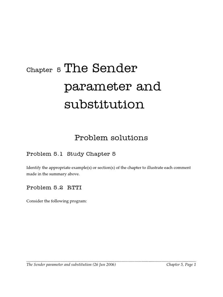 The Sender Parameter and Substitution: Problem Solutions | PDF | Class ...