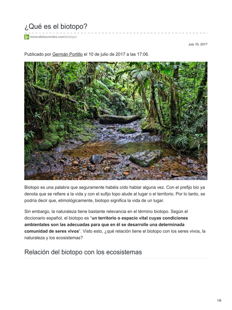 Qué Es El Biotopo | Descargar gratis PDF | Ecosistema | Ecología
