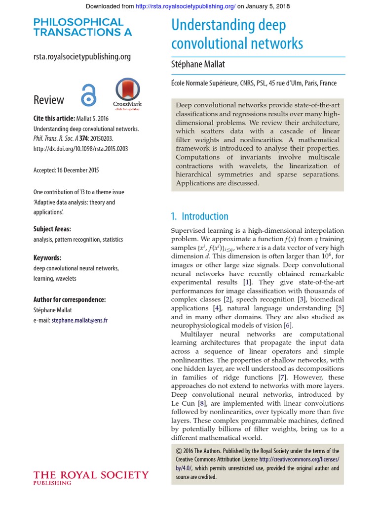 Understanding Deep Convolutional Networks: Review | PDF | Wavelet | Artificial Neural Network