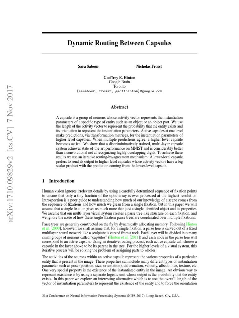 Hinton 2017 | PDF | Artificial Neural Network | Areas Of Computer Science