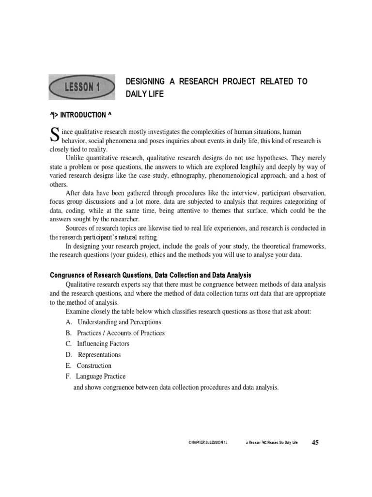 Designing A Research Project Related To Daily Life | PDF | Qualitative ...