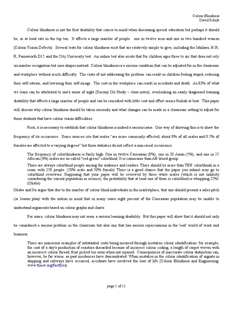 Colour Blindness Paper | PDF | Visual Impairment | Color