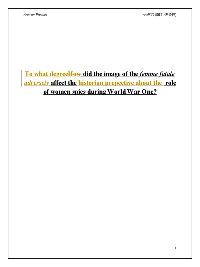 Women Spies of World War Onefinal 1 | PDF | Espionage | Crime & Violence