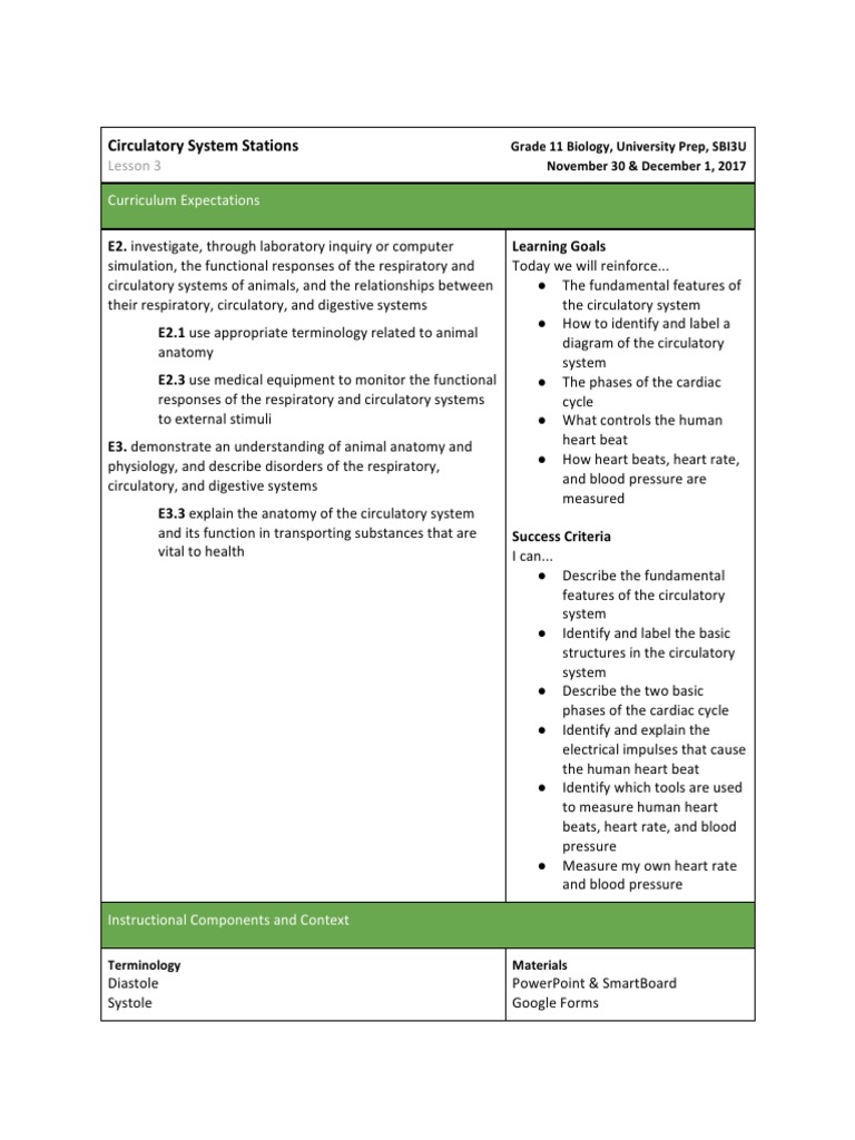 Cardiovascular System Lab Stations | PDF | Circulatory System | Heart