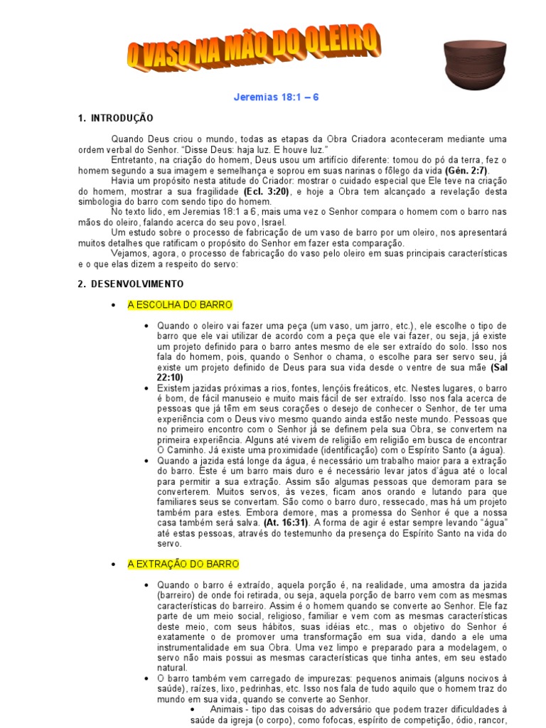 O Vaso E O Oleiro Pdf Santo Cerâmica