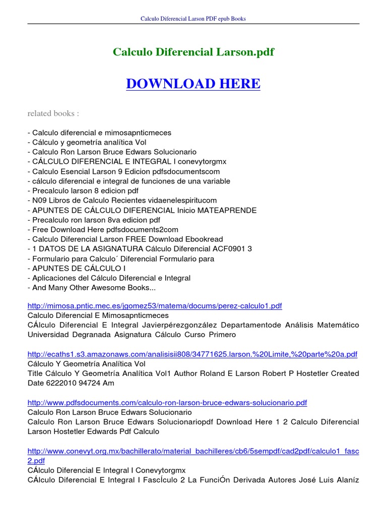 Calculo Diferencial Larson | PDF | Integral | Cálculo