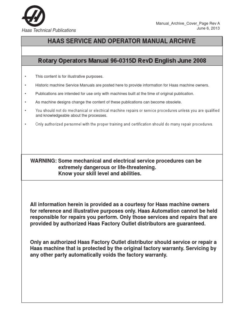 Guide to Operating and Maintaining Haas Rotary Tables and Indexers ...