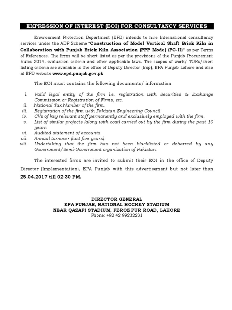 EOI for Consultancy on VSBK Construction | PDF | Risk Management ...