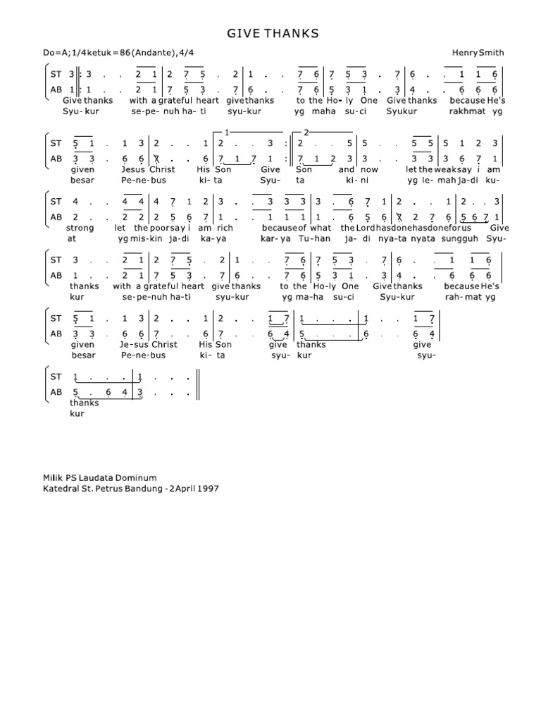 Givethanks-Syukur (Partitur SATB) | PDF