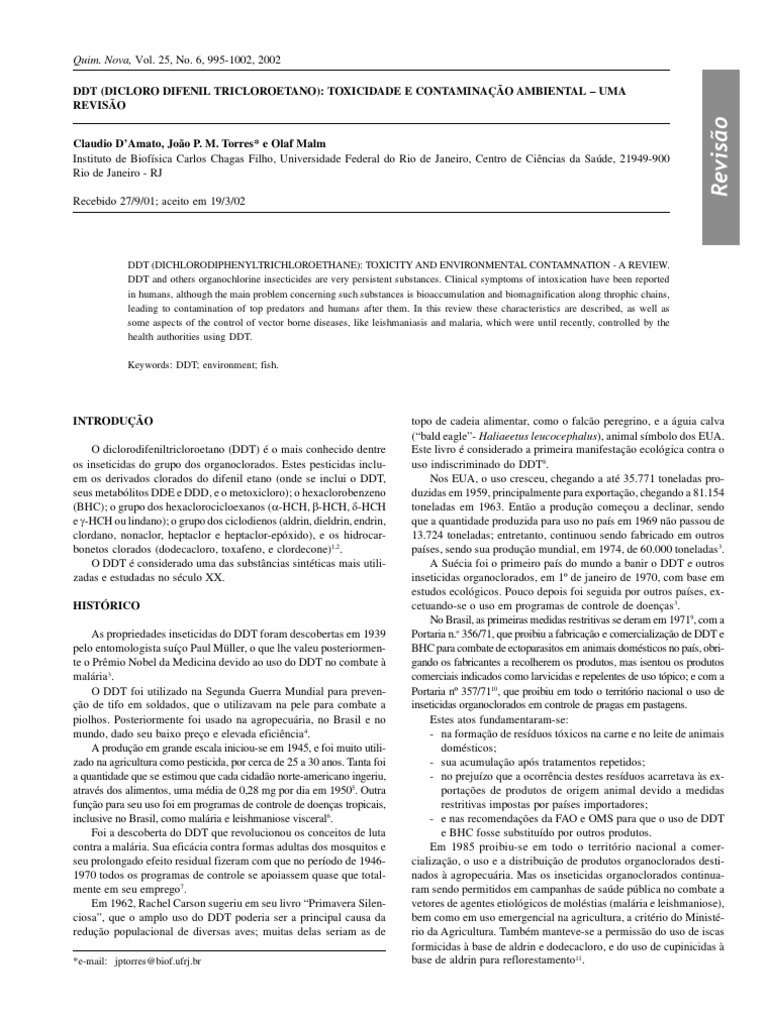 Inseticida DDT: Características e Uso | PDF | Pesticida | Malária