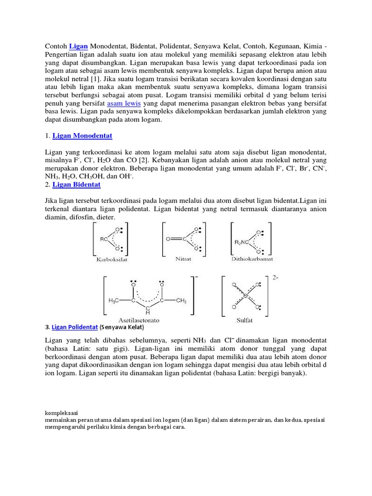 Contoh Ligan Monodentat | PDF