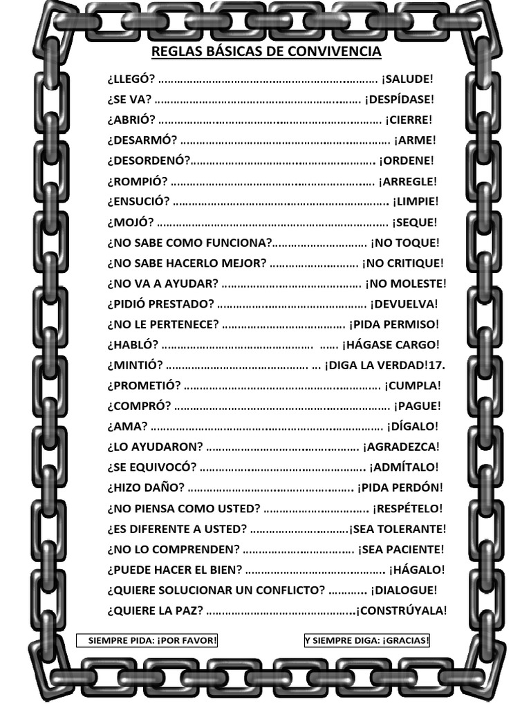 Reglas Básicas de Convivencia | PDF