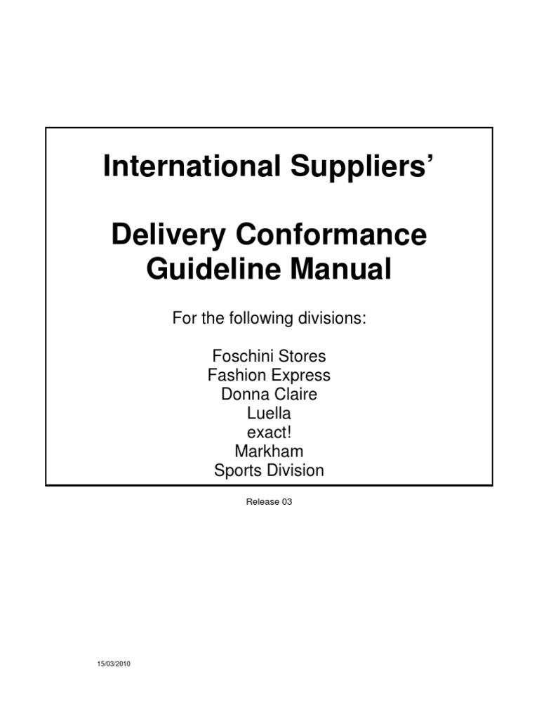 Delivery Guideline Manual For International Suppliers | PDF | Packaging ...