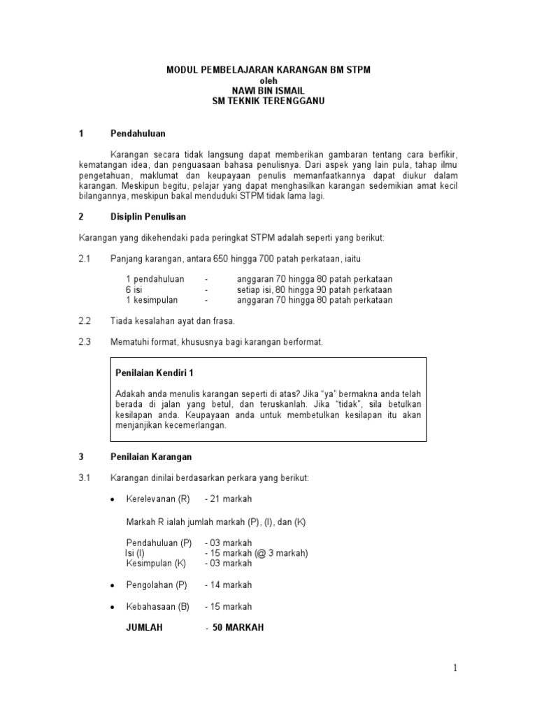 Modul Pembelajaran Karangan BM STPM | PDF