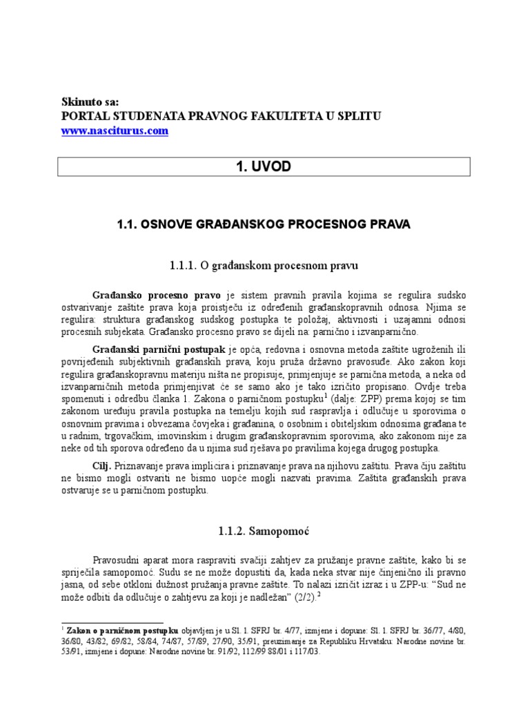 Gradansko Procesno Pravo Skripta | PDF