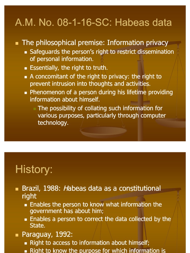 The Writ of Habeas Data | PDF | Privacy | Right To Privacy