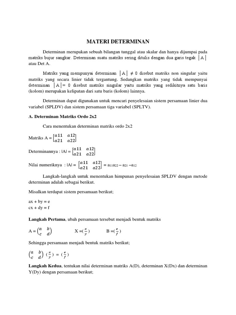 Determinan Matriks | PDF