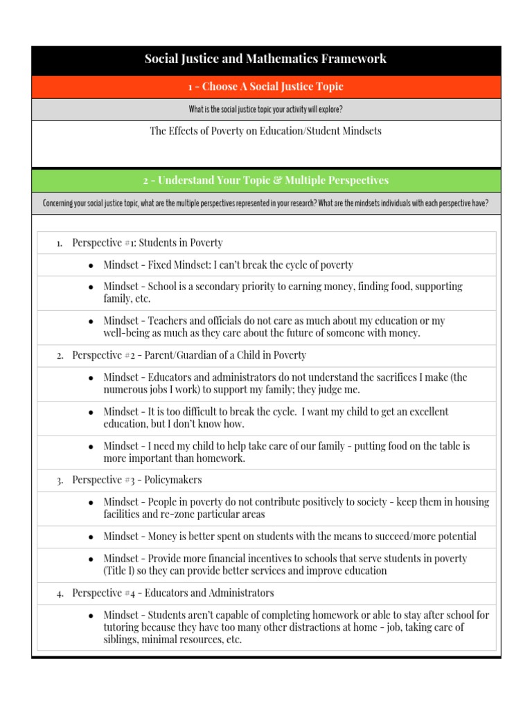 Social Justice and Mathematics Framework | Download Free PDF | Mindset ...