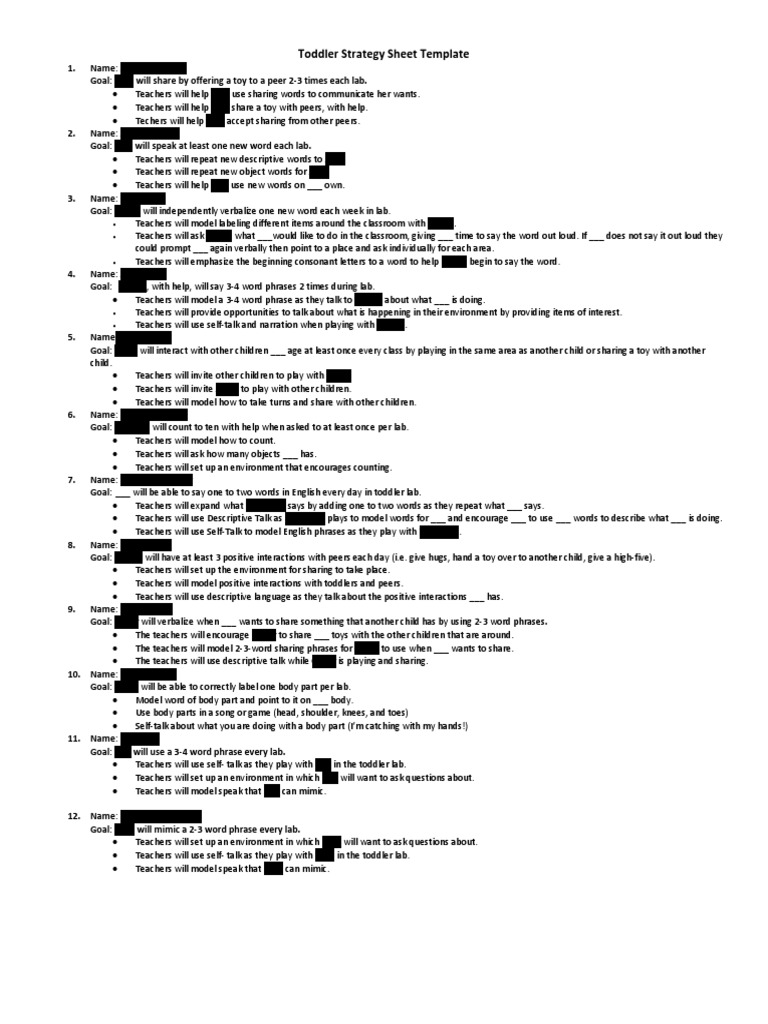 Strategy Sheet Redacted | PDF | Toddler | Toys
