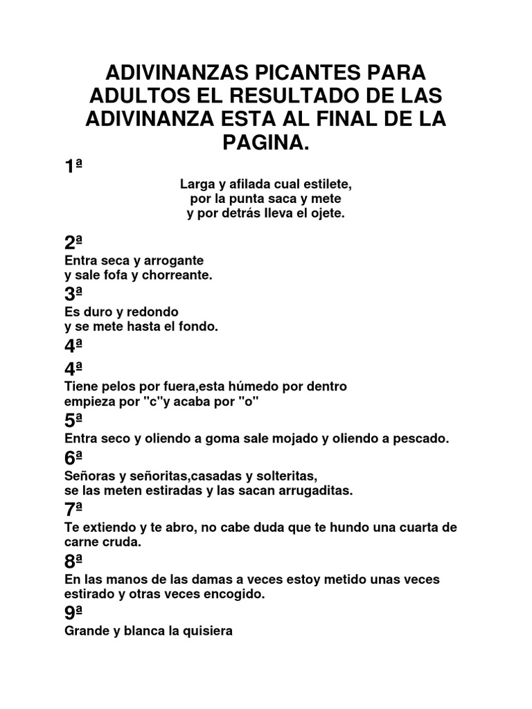 Adivinanzas Picantes para Adultos | PDF | Comida y bebida | Alimentos