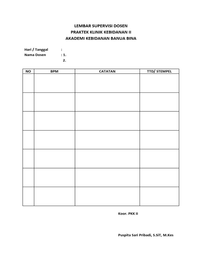 Lembar Supervisi Dosen | PDF