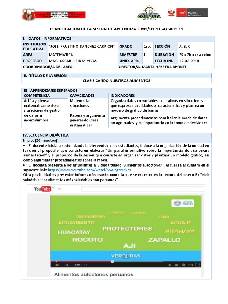 Mat1-U1-Sesión 01 2018 | PDF | Leche | Alimentos