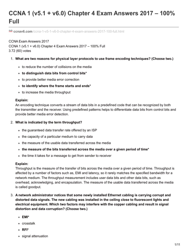 CCNA 1 v51 v60 Chapter 4 Exam Answers 2017 100 Full | Download Free PDF | Network Topology ...