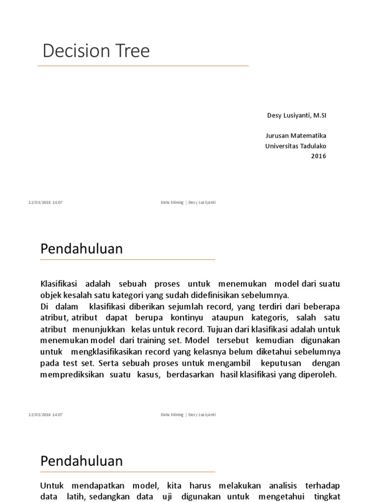 Klasifikasi (DEcision Tree) | PDF