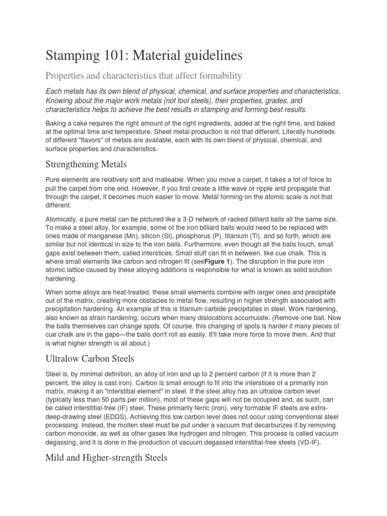 Stamping 101: Material Guidelines: Properties and Characteristics That ...