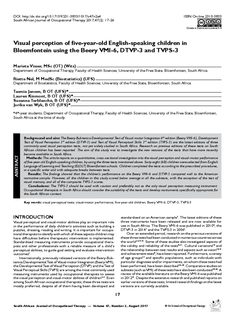 Visual Perception of Five-Year-Old English-Speaking Children in ...