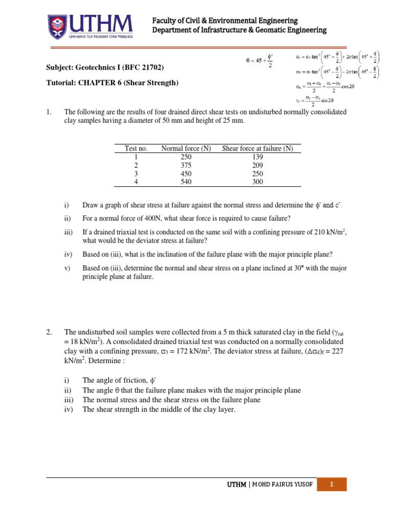 Tutorial Chapter 6 | PDF | Stress (Mechanics) | Solid Mechanics