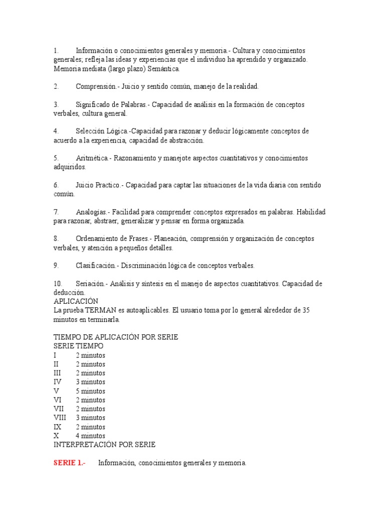 Terman Merril | PDF | Cociente de inteligencia | Concepto