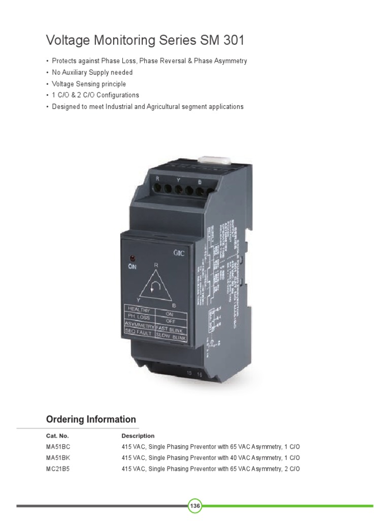 Voltage Monitoring Series SM 301 | PDF | Electromagnetism | Electrical ...