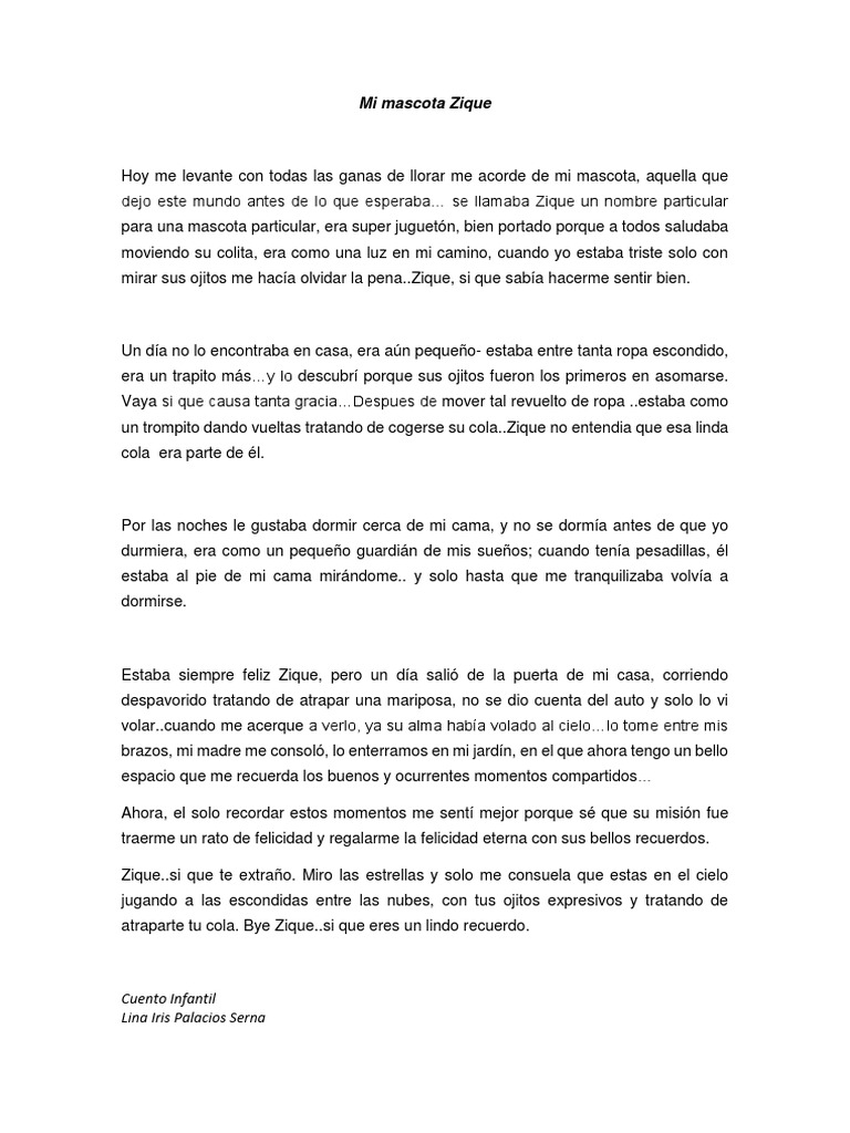 Mi Mascota Zique Cuento Infantil | PDF | Arte | Novela negra, policíaca ...
