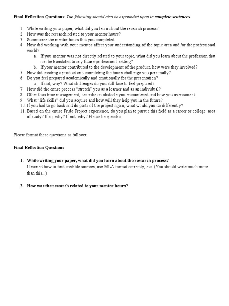 Final Reflection Questions - 2016 | PDF | Career & Growth | Art