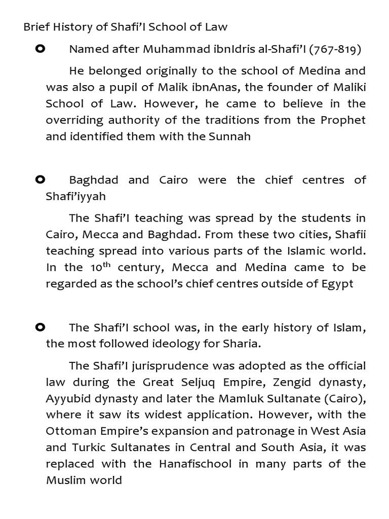 History of the Shafi'i School of Law | PDF | Sharia | Islamic ...
