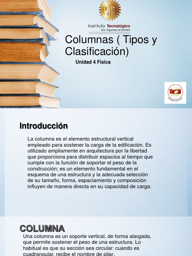 Columnas (Tipos y Clasificación) : Unidad 4 Física | PDF | Pandeo | Columna