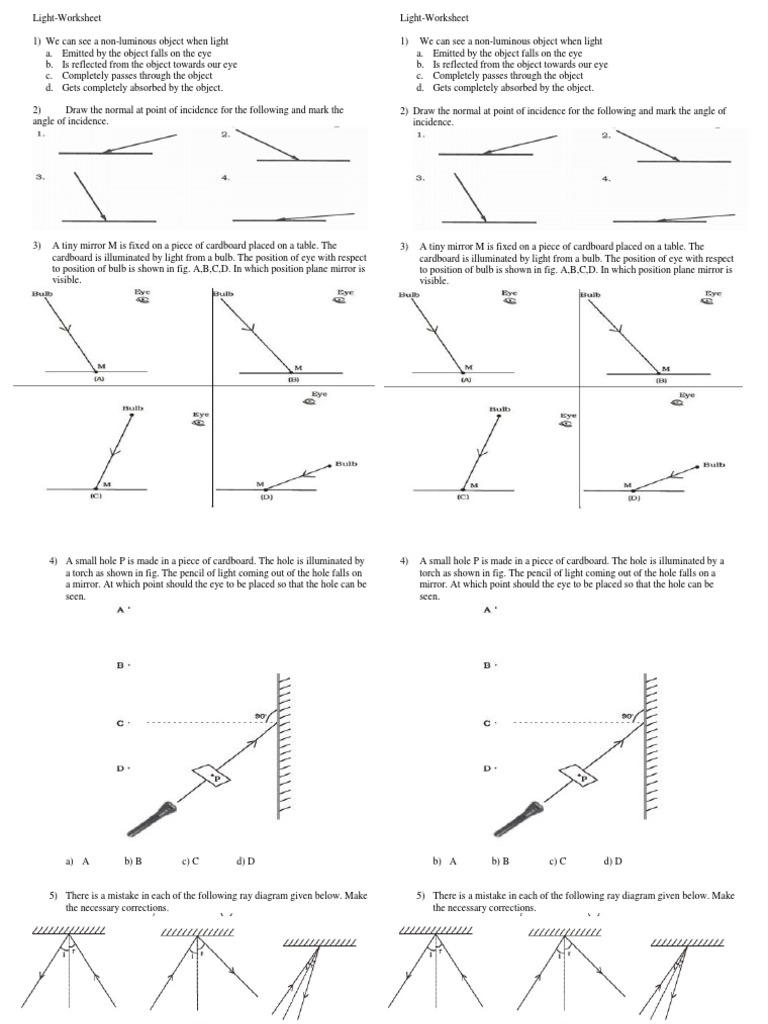 Light Worksheet Lessonplan | PDF | Mirror | Light