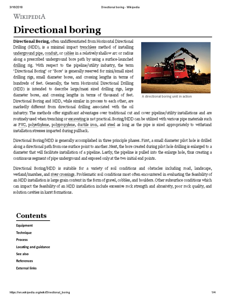 Directional Boring - Wikipedia | PDF | Civil Engineering | Infrastructure