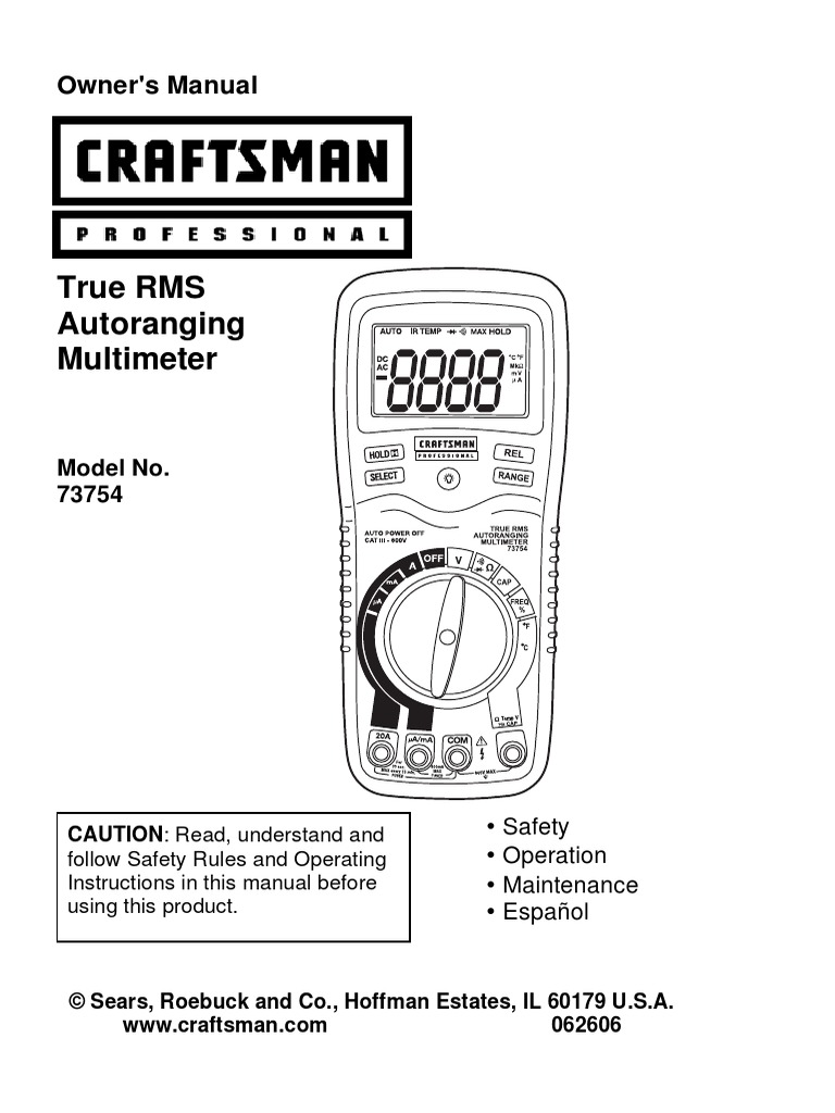 Craftsman 73754 Manual | PDF | Capacitor | Direct Current
