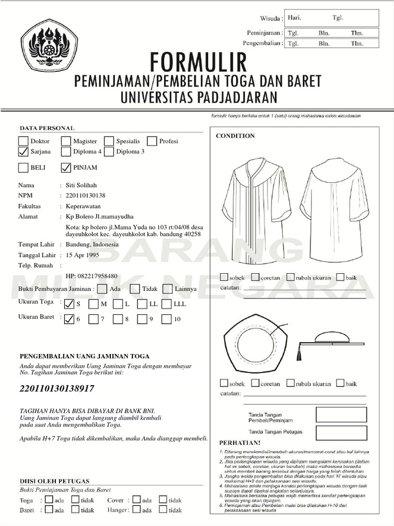 Ukuran Toga dan Baret Wisuda Unpad | PDF | Gaya Hidup