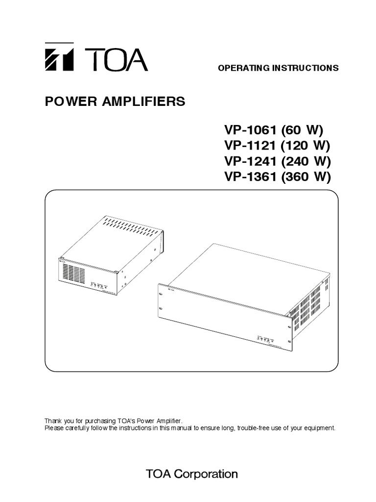 TOA User Manual PDF | PDF | Electrical Connector | Power Supply