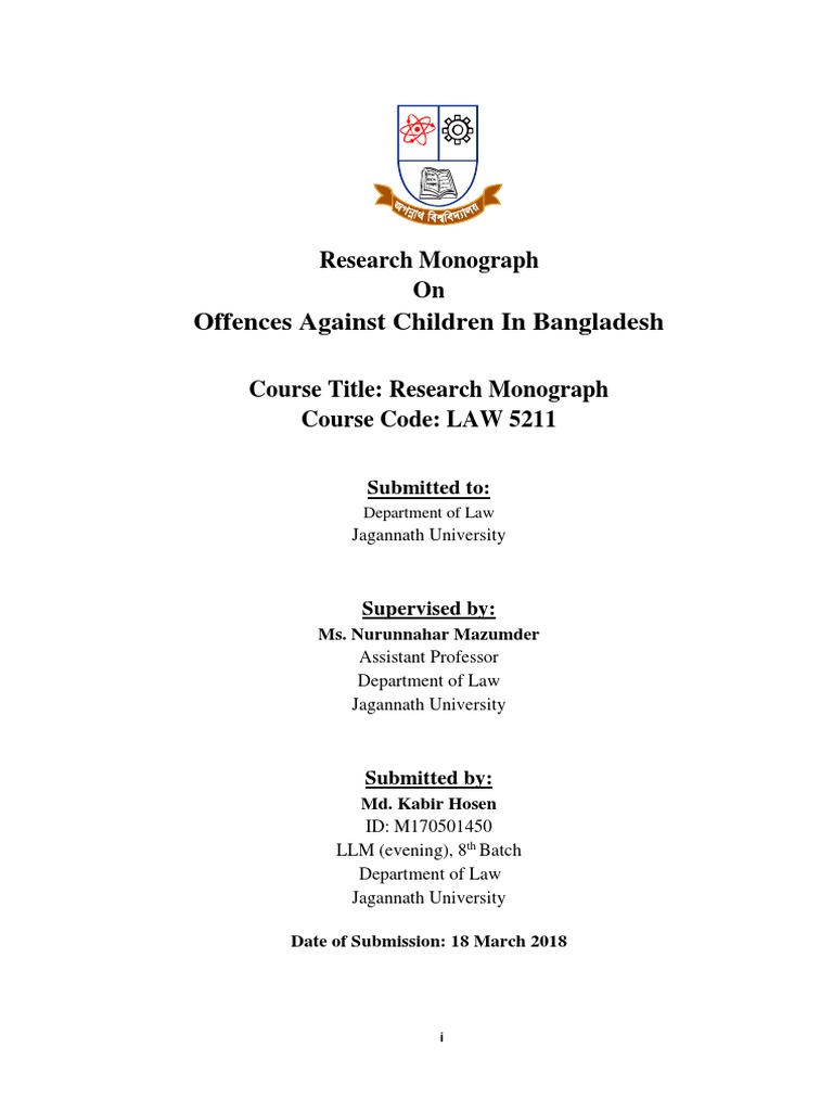 Offences Against Children in Bangladesh: Research Monograph On | PDF ...