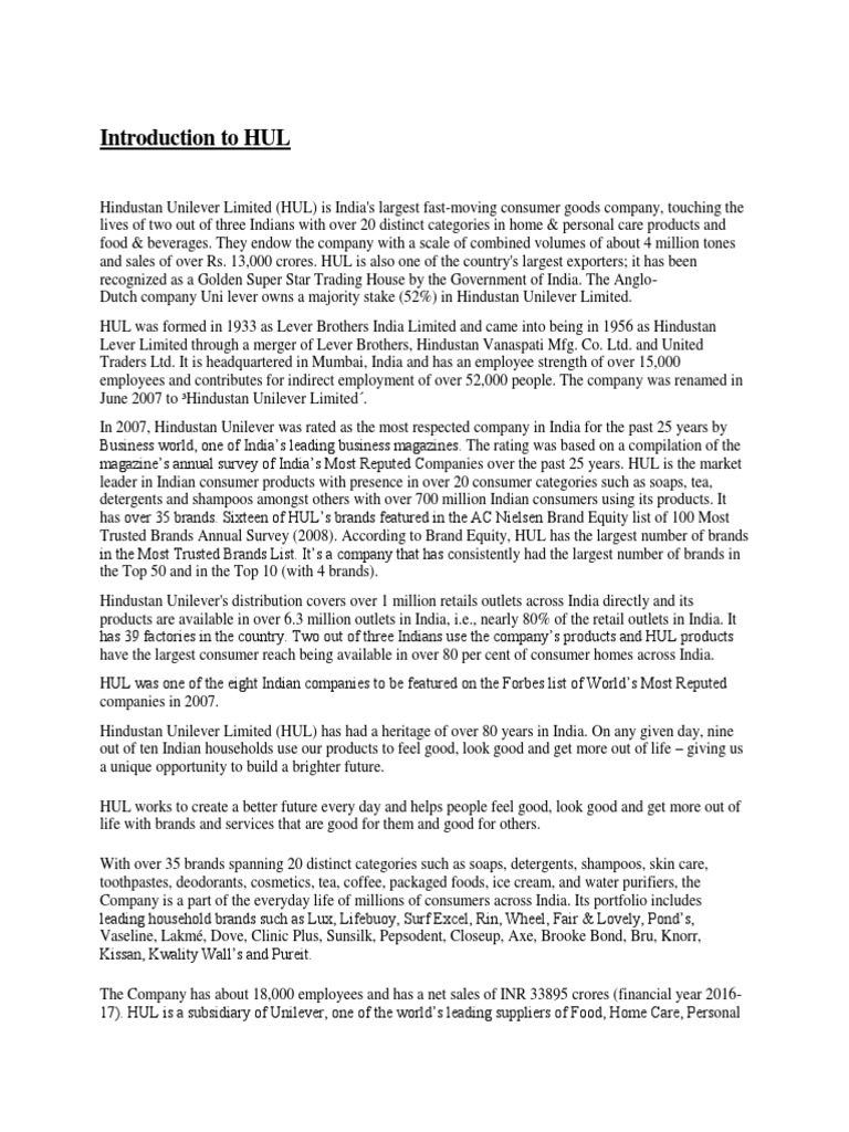 Corporate Social Responsibility - HUL | PDF | Corporate Social ...